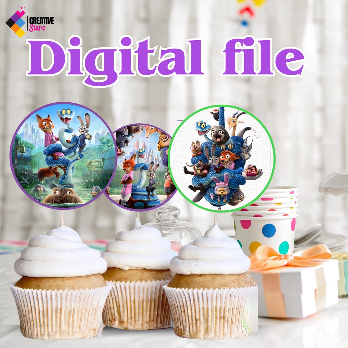 Zootopia Cupcake Topper, Zootopia2 Cupcake Topper, Zootopia Decoration ...