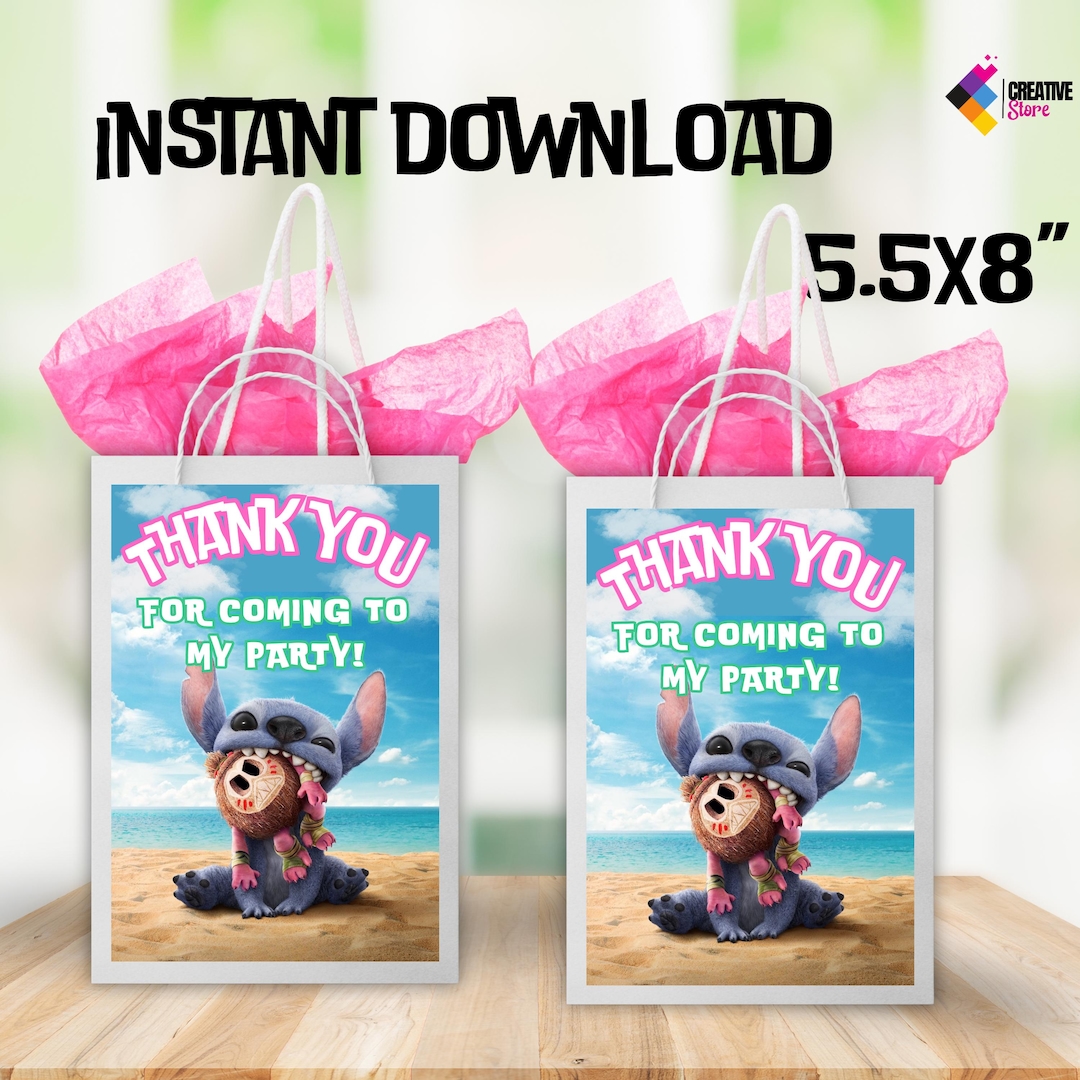 Lilo and Stitch Gift Bag Tags, Lilo and Stitch Treat Bags, Lilo and ...