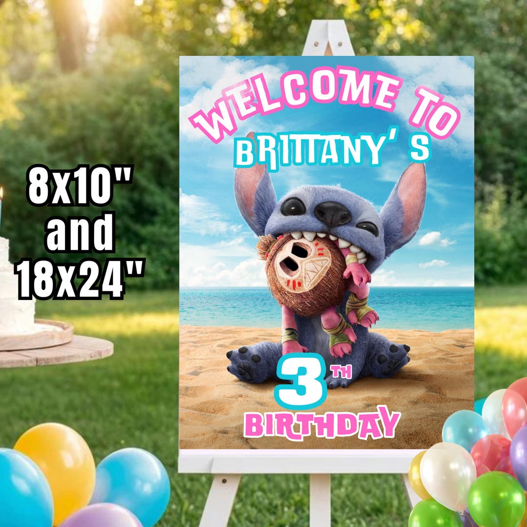 Lilo Stitch Birthday Party Welcome Sign, Stitch Welcome Sign, Stitch ...