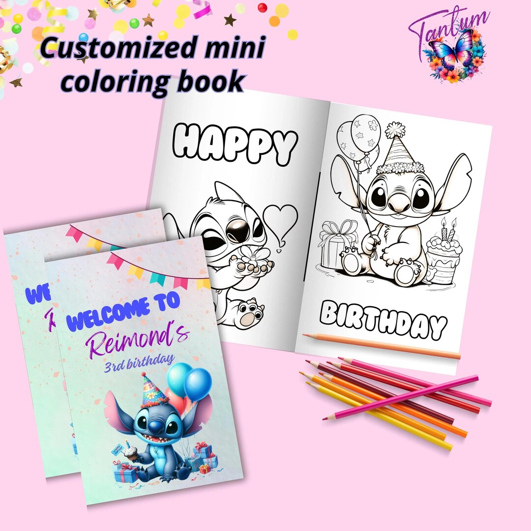 Editable Stitch Mini Coloing Book, Stitch Coloring Book, Stitch Party ...