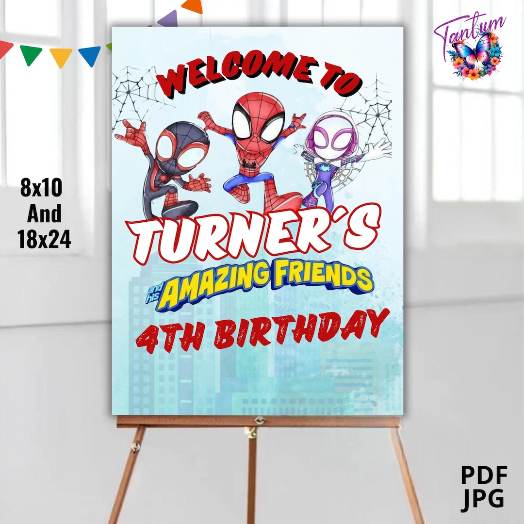 Watercolors Spidey Welcome Sign, Spidey Welcome Poster, Spidey Birthday ...