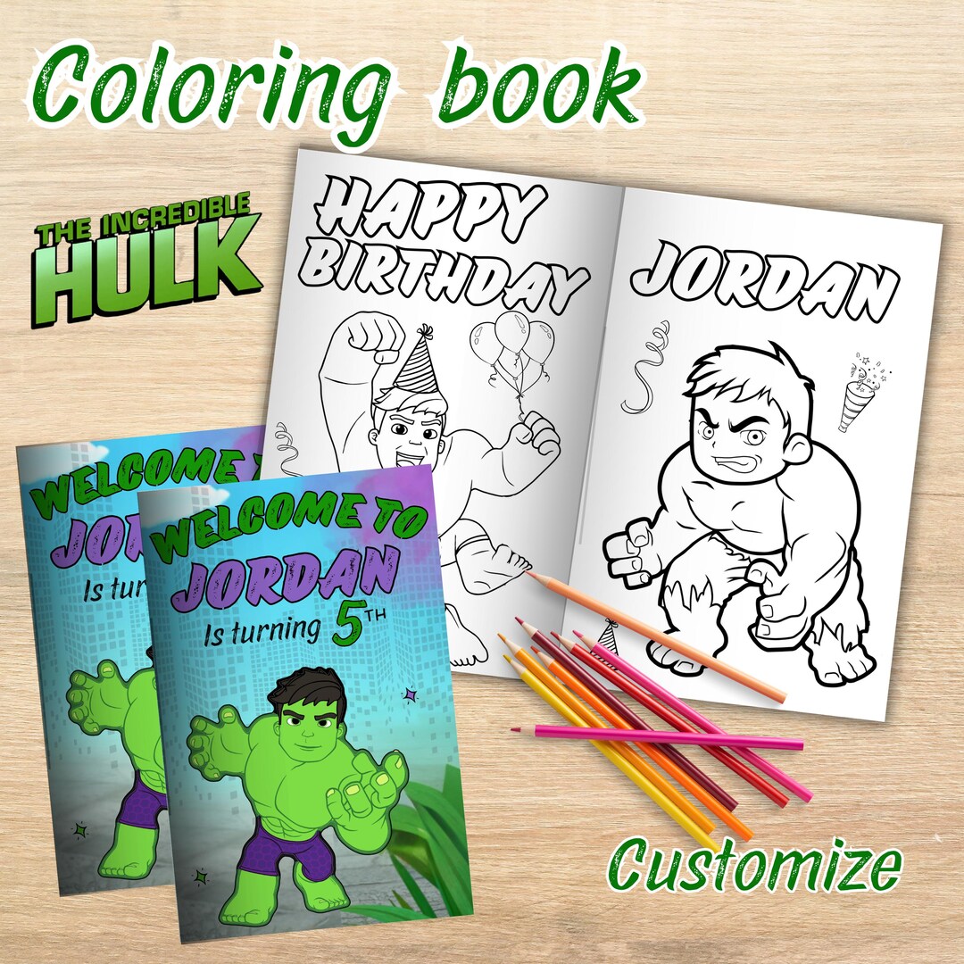 Editable Small Hulk Mini Coloing Book, Little Hulk Coloring Book, Hulk ...
