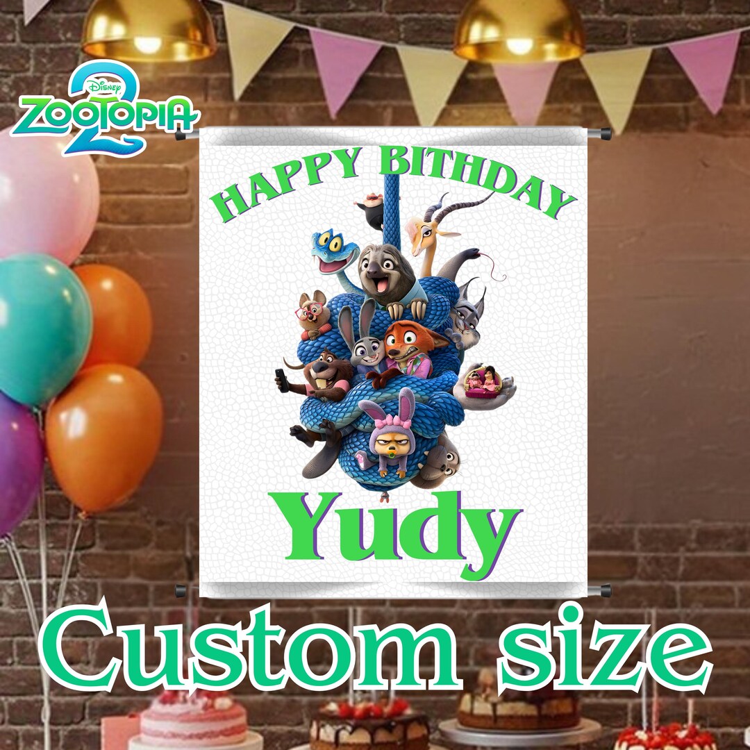 Zootopia 2 Background Design, Personalized Banner, Zootopia Birthday ...