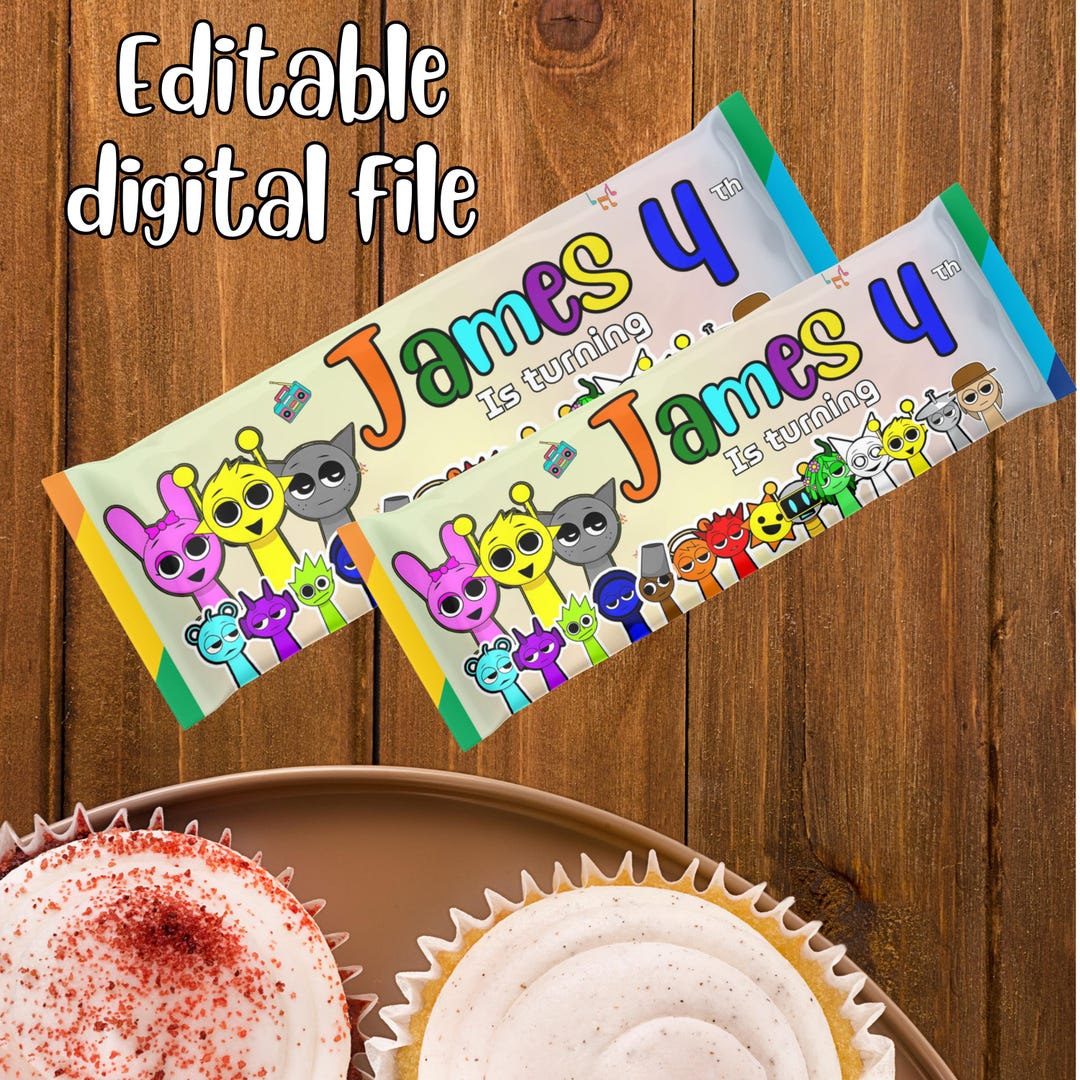 Sprunki Chocolate Bar Wrapper, Digital Chocolate Wrapper Template ...