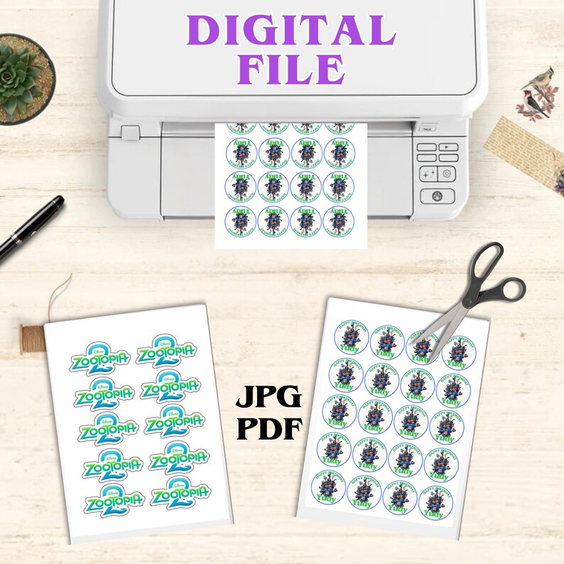 Zootopia cupcake topper, Zootropolis cupcake topper, Zootopia2 ...