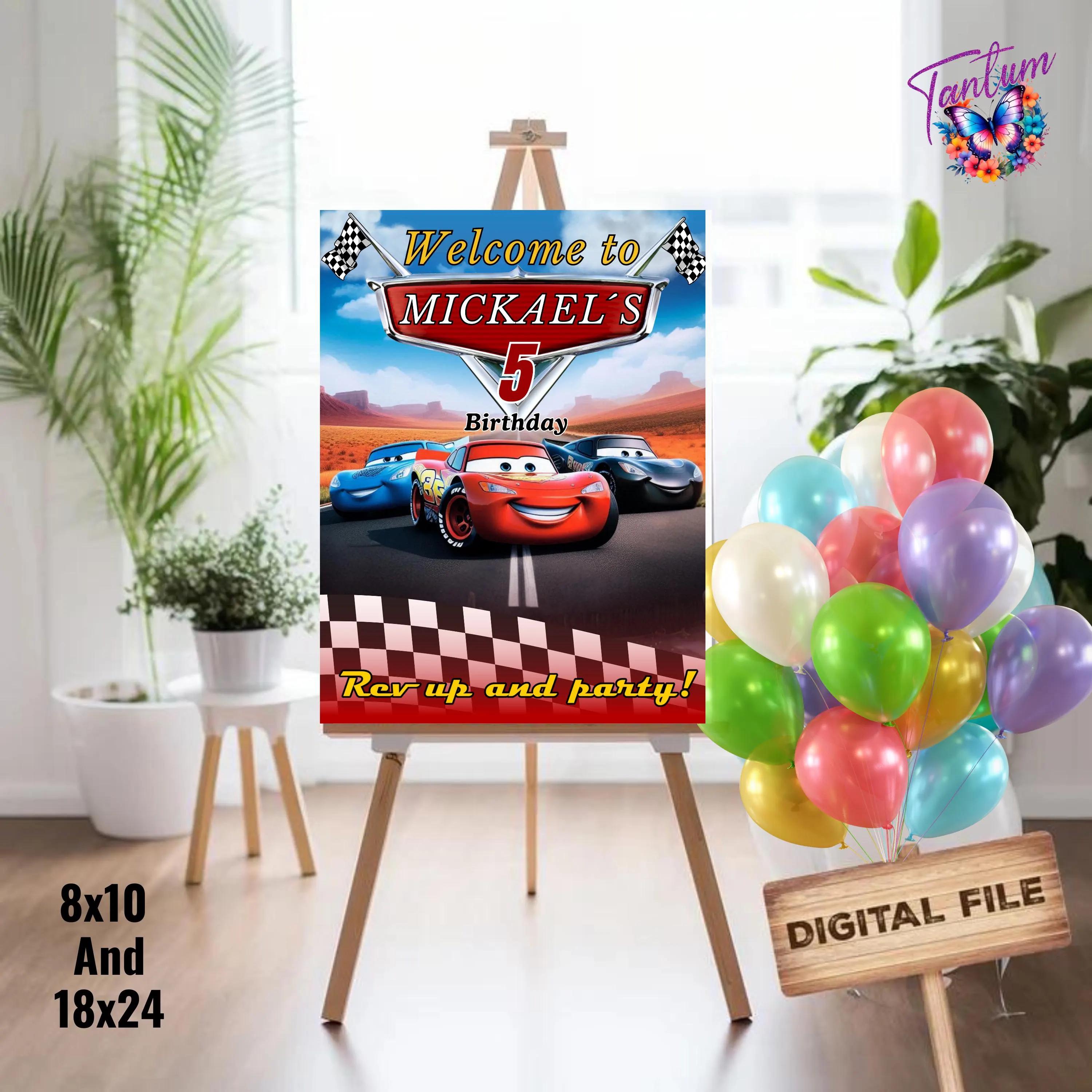 Cars Welcome Sign, Cars Welcome Poster, Cars Birthday Sign, Editable ...