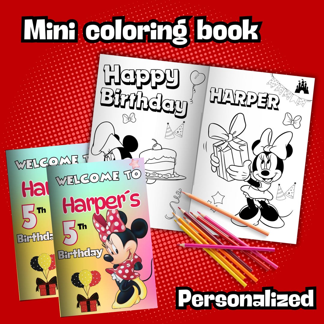 Editable Minnie Mini Coloing Book, Minnie Coloring Book, Minnie Party ...