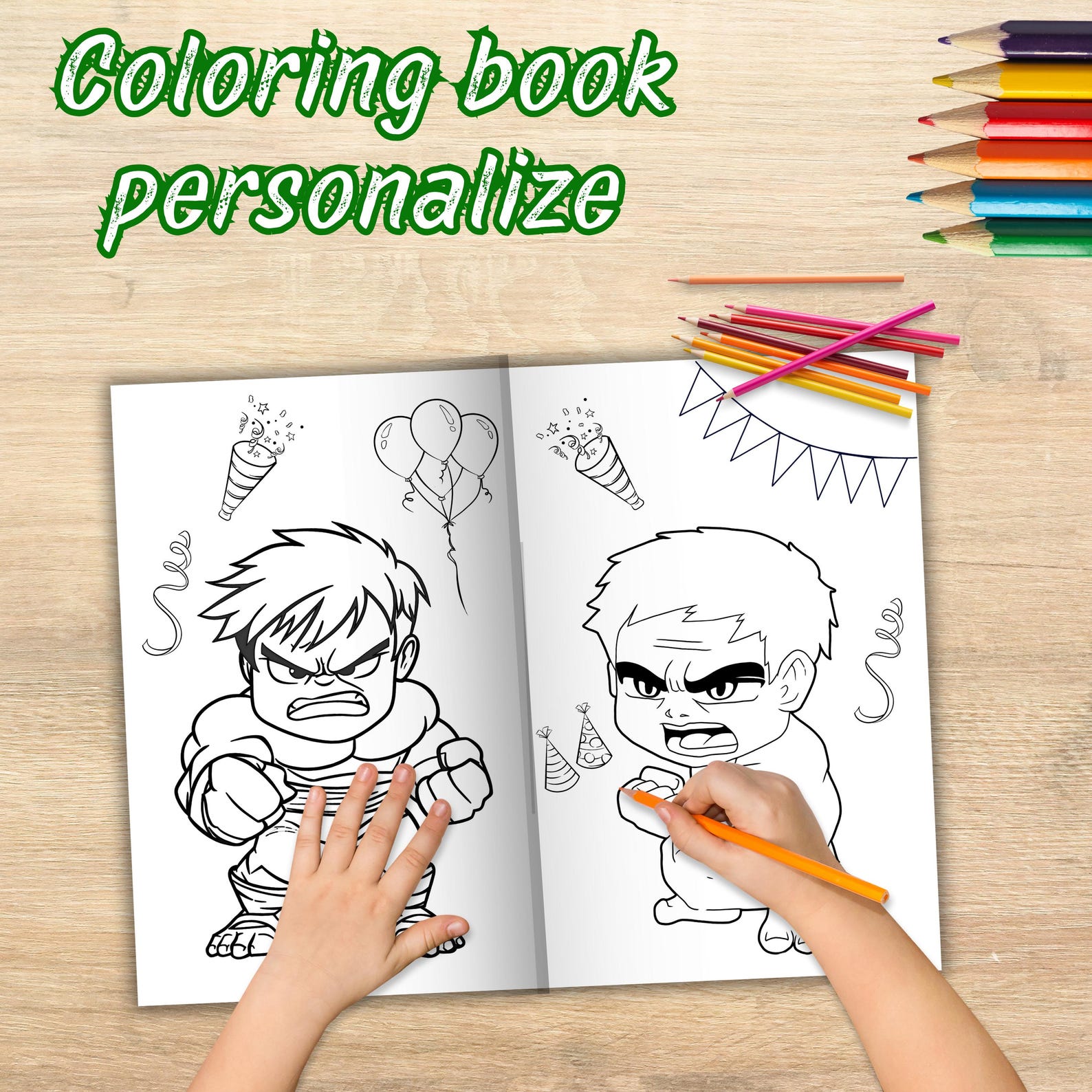 Editable Small Hulk Mini Coloing Book, Little Hulk Coloring Book, Hulk ...