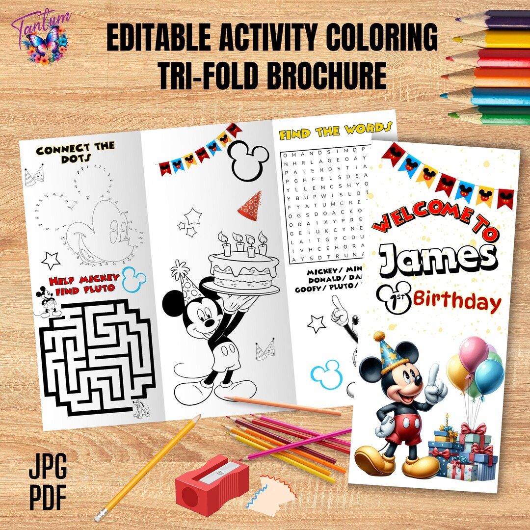 Printable Mickey Activity, Mickey Trifold Brochure, Mickey Coloring ...