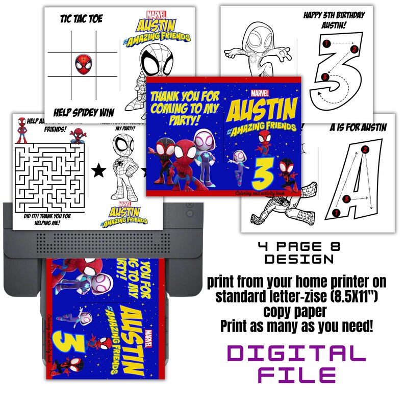 Editable Spidey Mini Coloing Book, Spidey Coloring Book, Spidey Party ...
