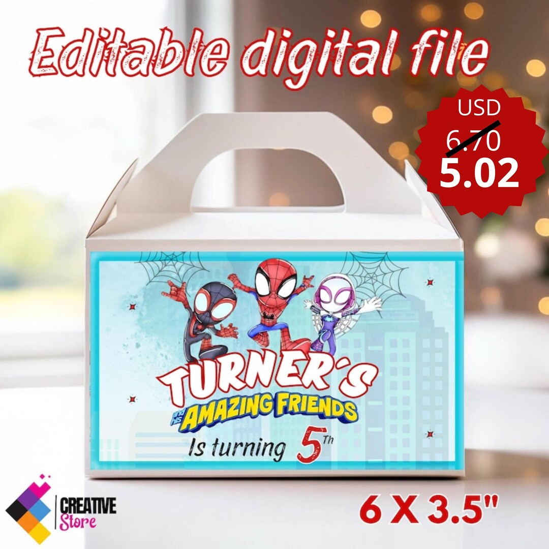 Spidey and His Amazing Friends Gable Box, Spidey Party, Custom Gable ...