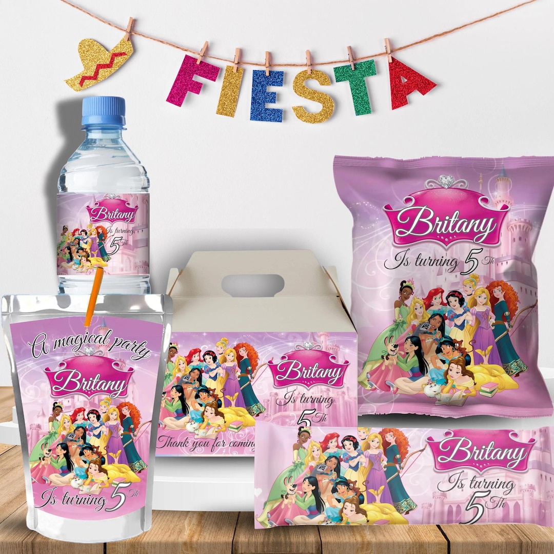Editable Disney Princess Party Pack, Princess Potato Chip Bag, Princess ...