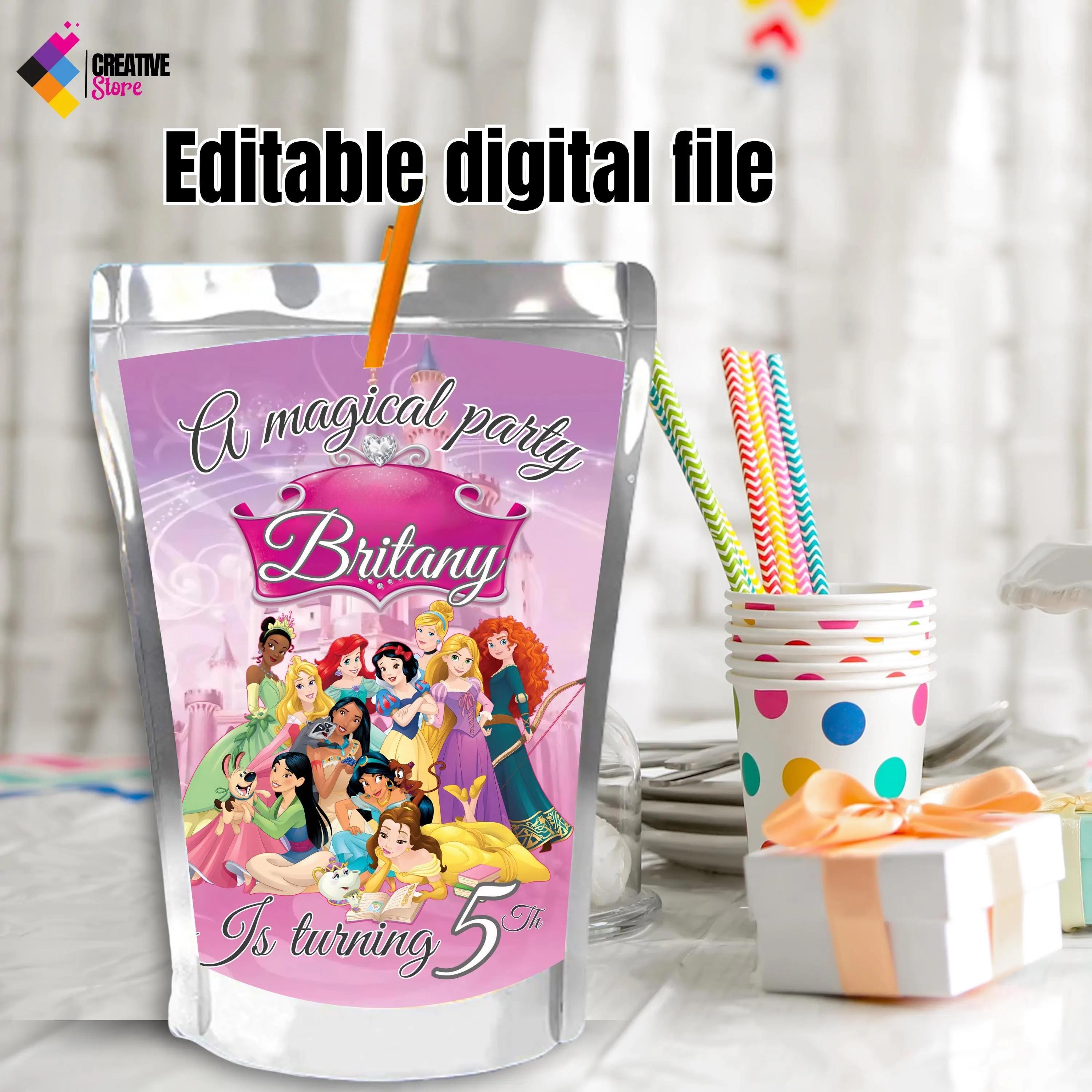 Editable Disney Princess Party Pack, Princess Potato Chip Bag, Princess ...