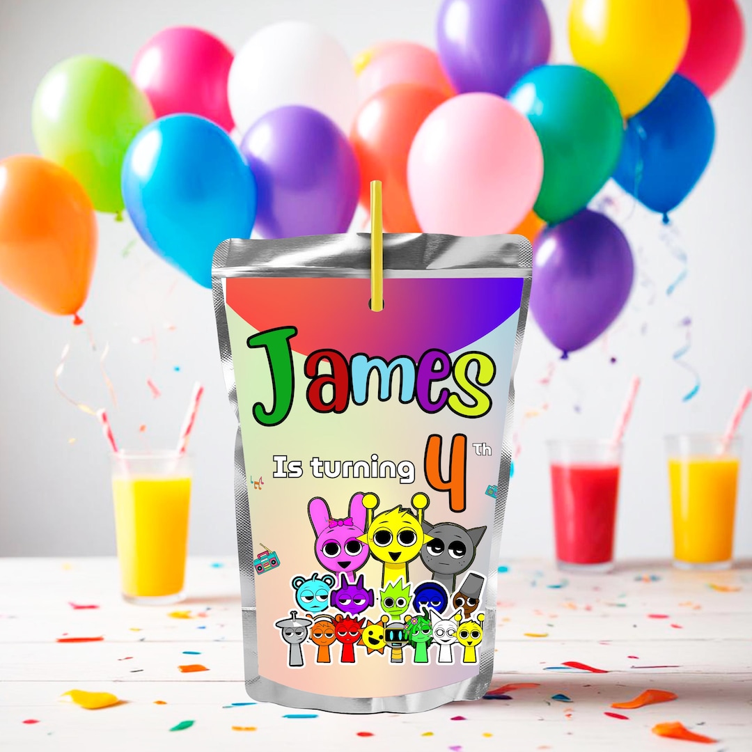 Editable Sprunki Caprisun Label, Fun Juice Pouch Labels Kids Template ...