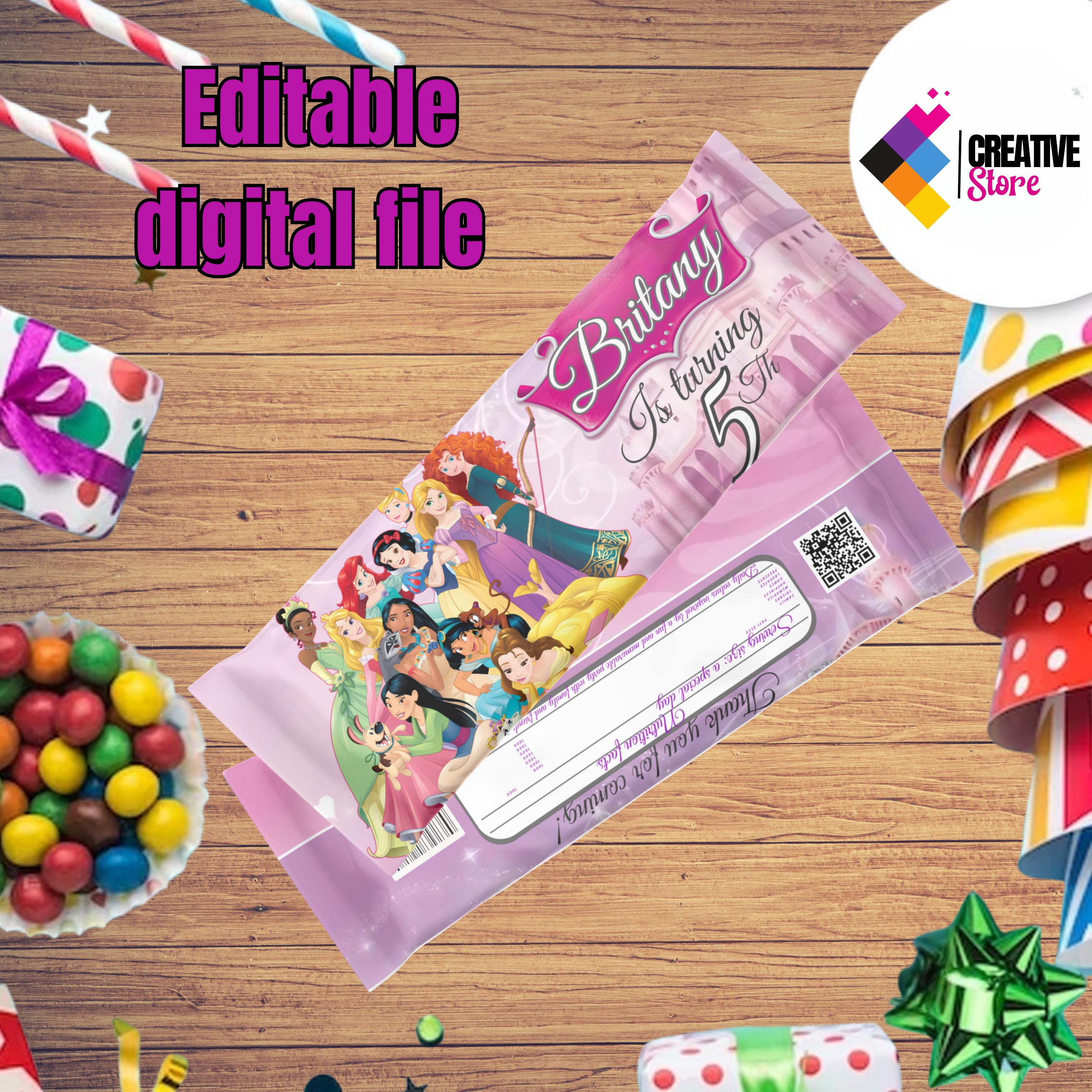 Editable Chocolate Bar Wrapper, Disney Princess Wrapper Template ...