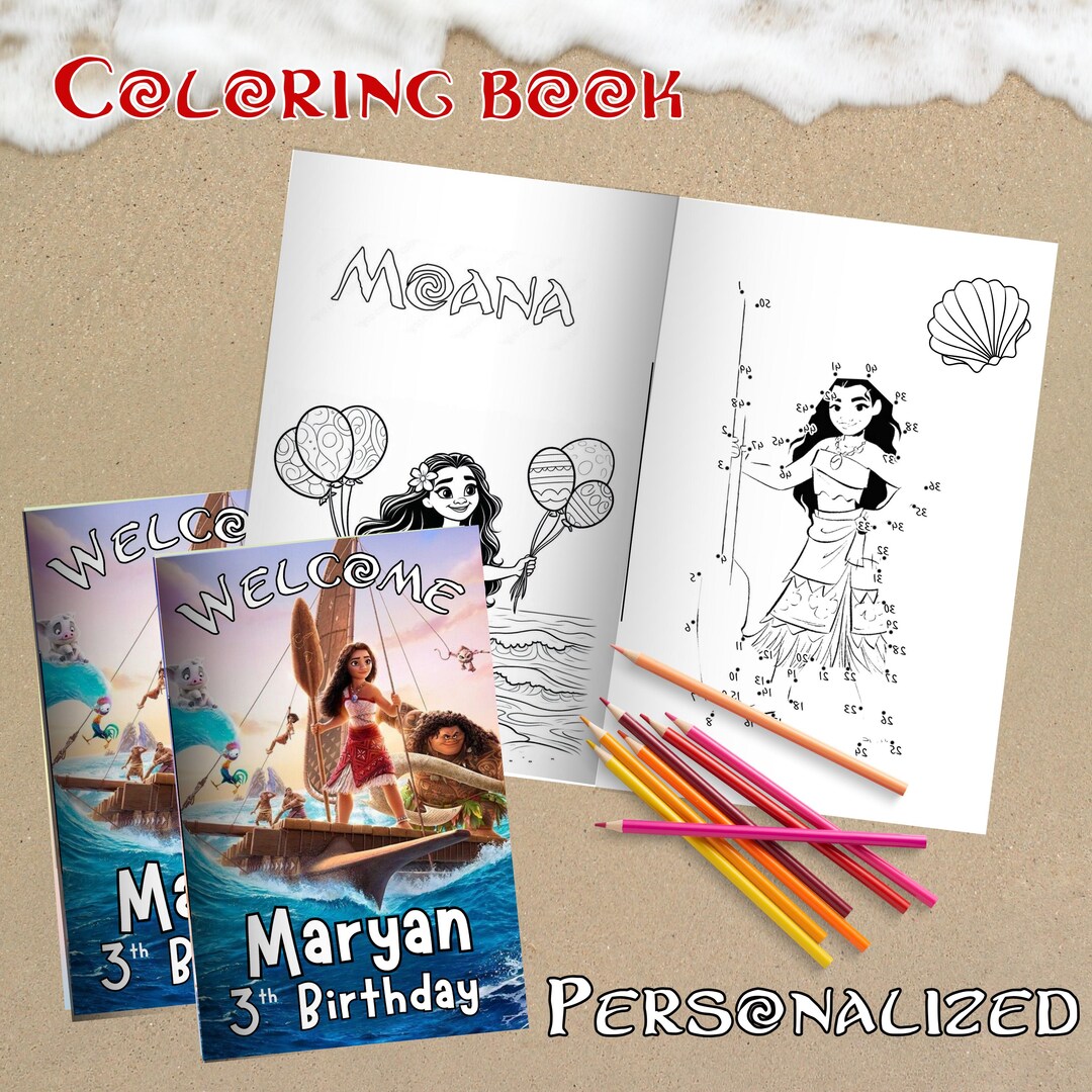 Editable Moana Mini Coloing Book, Moana 2 Coloring Book, Vaiana 2party ...