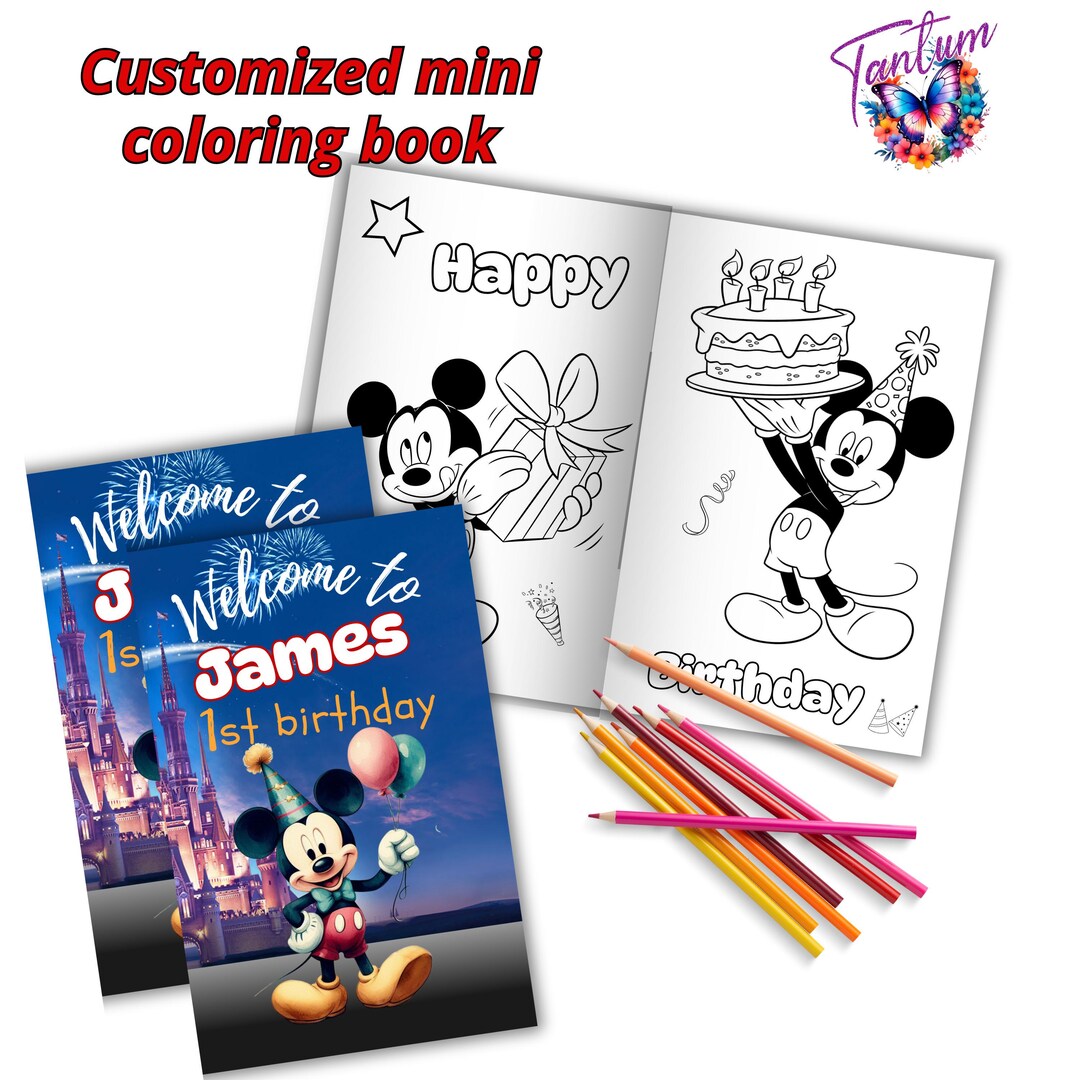 Editable Mickey Mini Coloing Book, Mickey Coloring Book, Mickey Party ...
