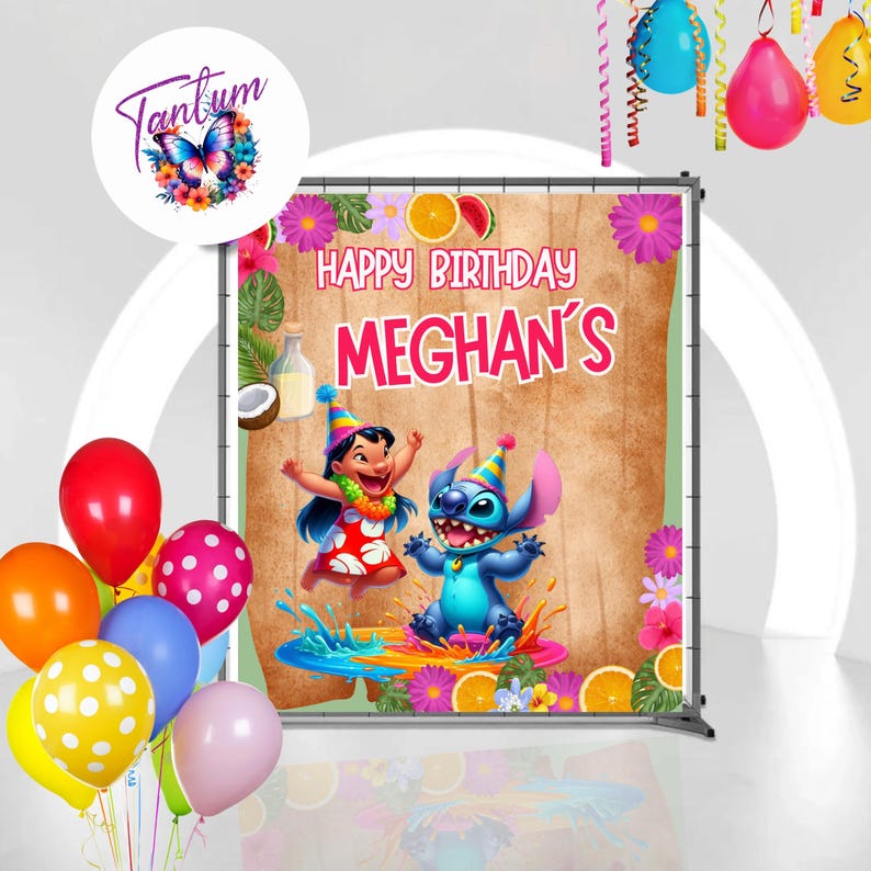 Lilo and Stitch Backdrop, Custom Banner, Lilo and Stitch Birthday Party ...