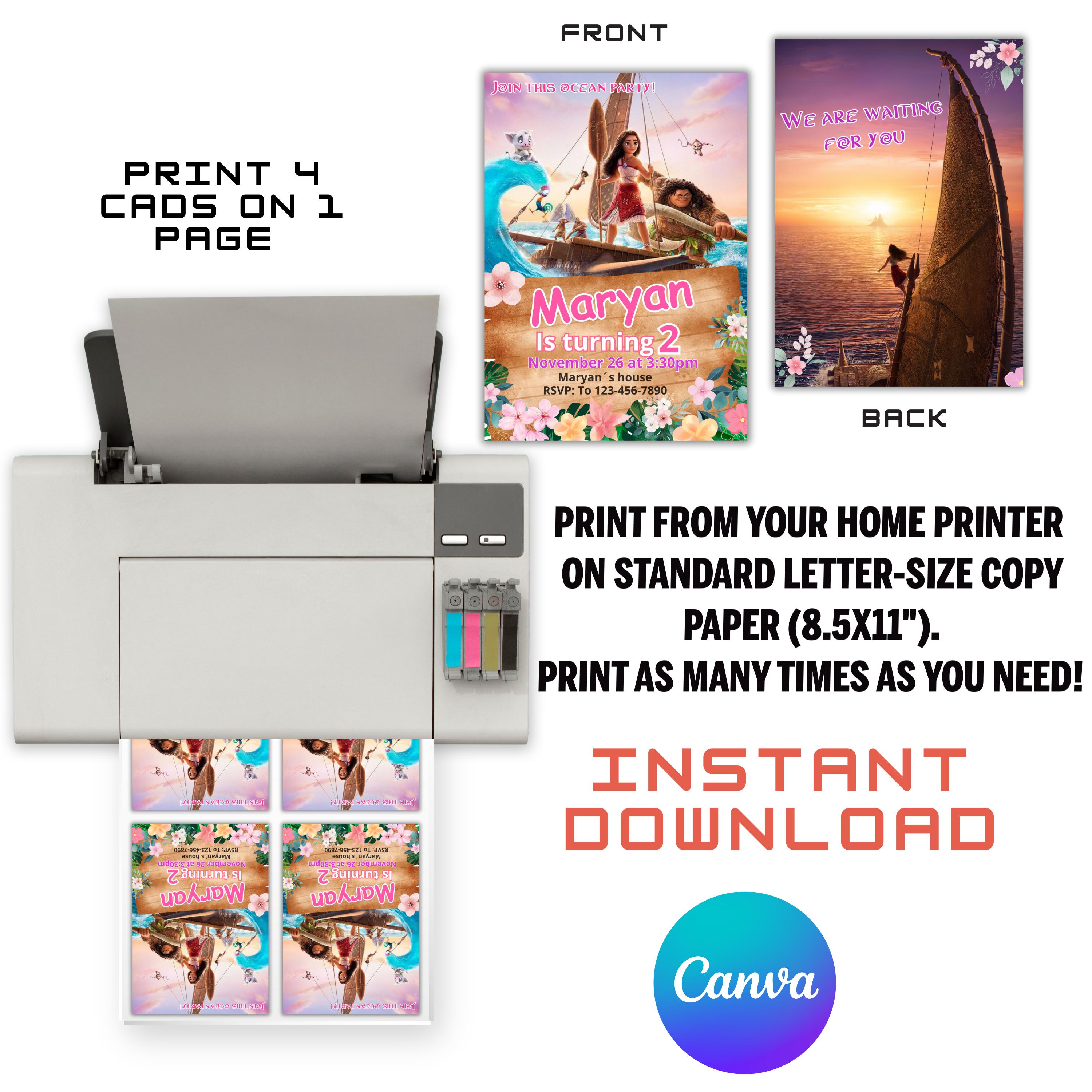 Moana Birthday Party Invite, Moana 2 Digital Invitation Template ...