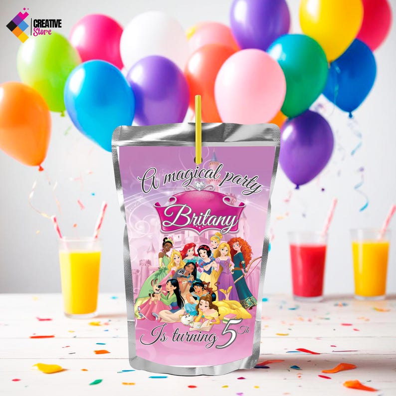 Editable Disney Princess Capri Sun Label Juice Pouch Labels Kids Disney ...