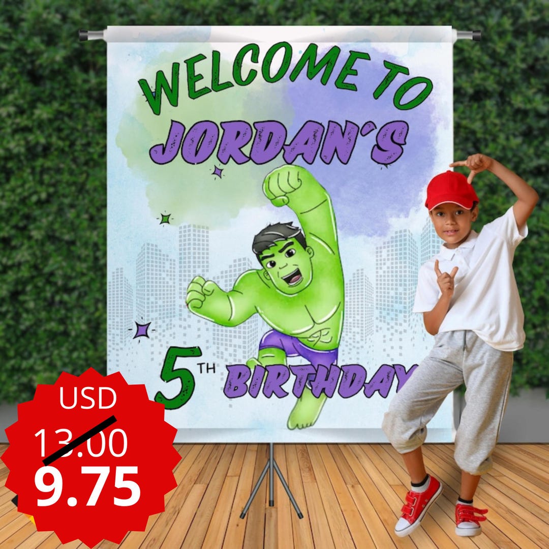 Small Hulk Backdrop, Hulk Custom Banner, Little Hulk Birthday Party ...