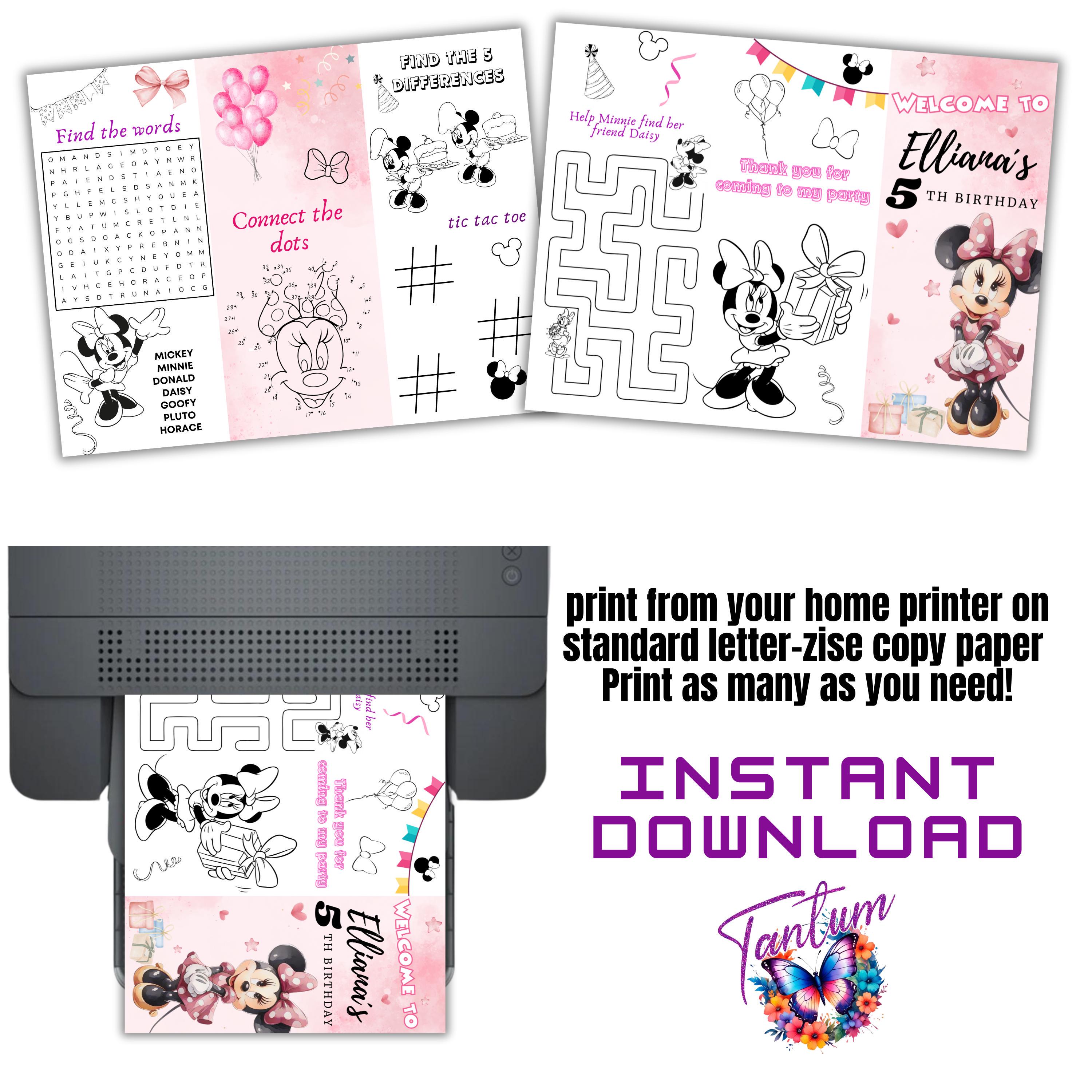 Printable Minnie Activity Sheet, Minnie Trifold Brochure, Minnie ...