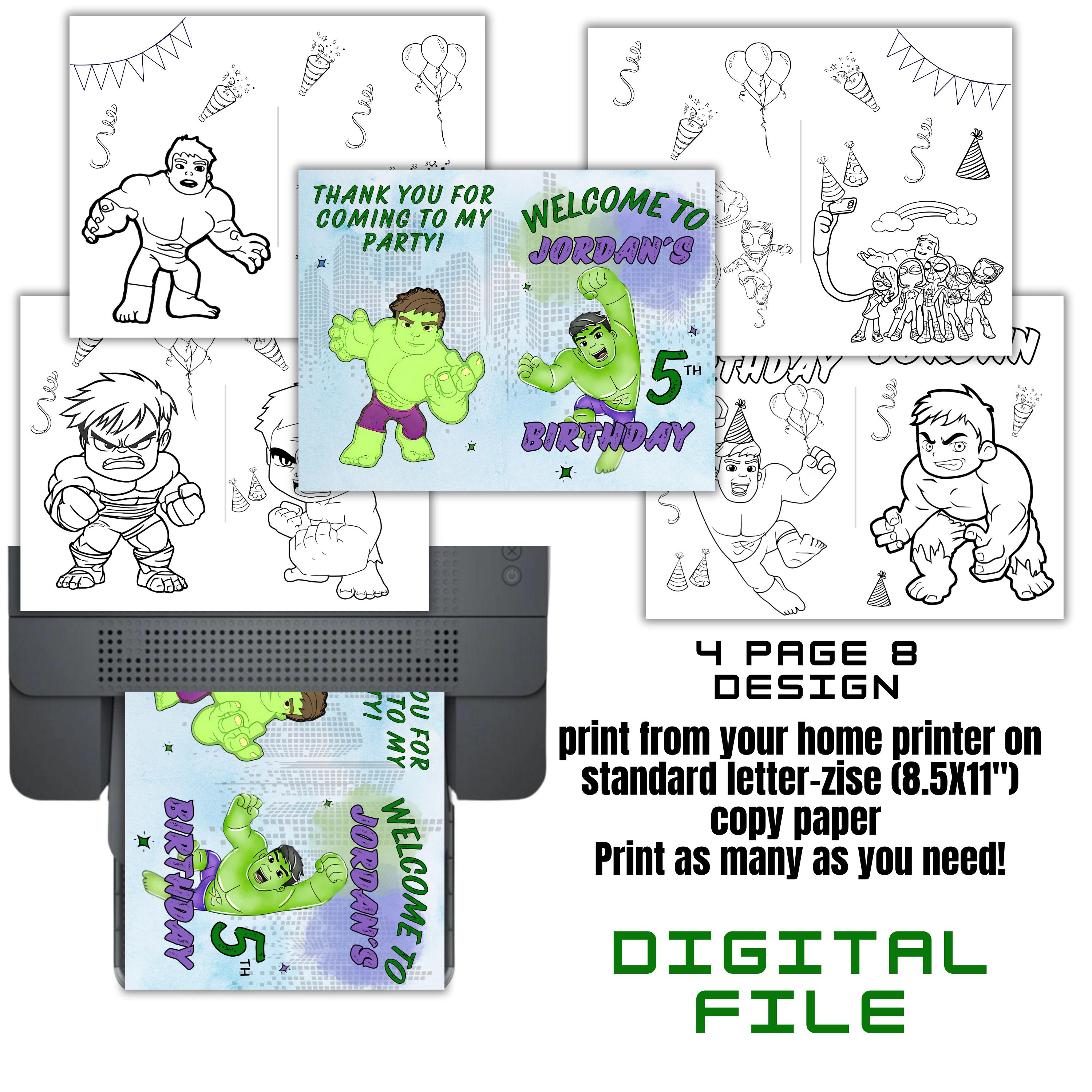 Editable Small Hulk Mini Coloing Book, Little Hulk Coloring Book, Hulk ...