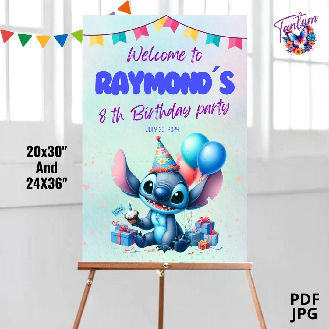 Stitch Welcome Sign, Stitch Welcome Poster, Stitch Birthday Sign ...