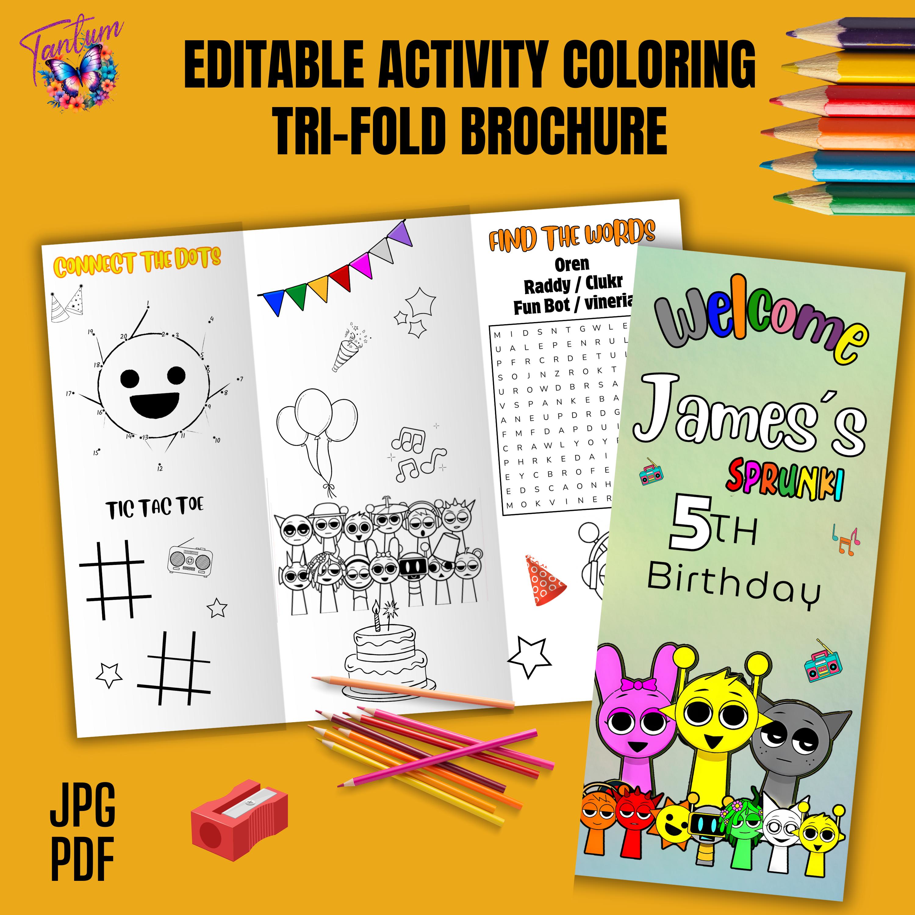 Printable Sprunki Activity, Custom Brochure, Sprunki Coloring Page ...