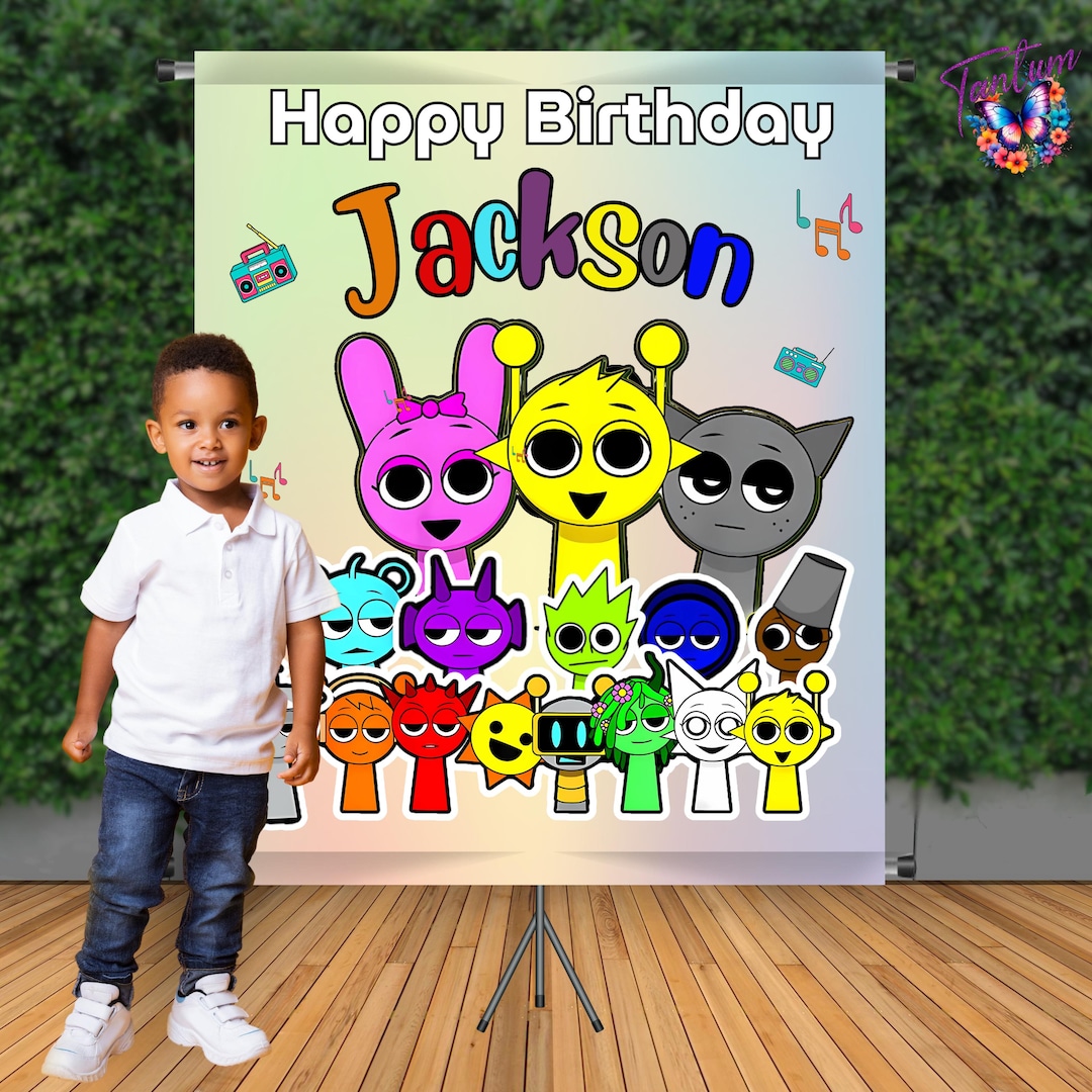 Sprunki Background Design, Personalized Banner, Sprunki Birthday Party ...