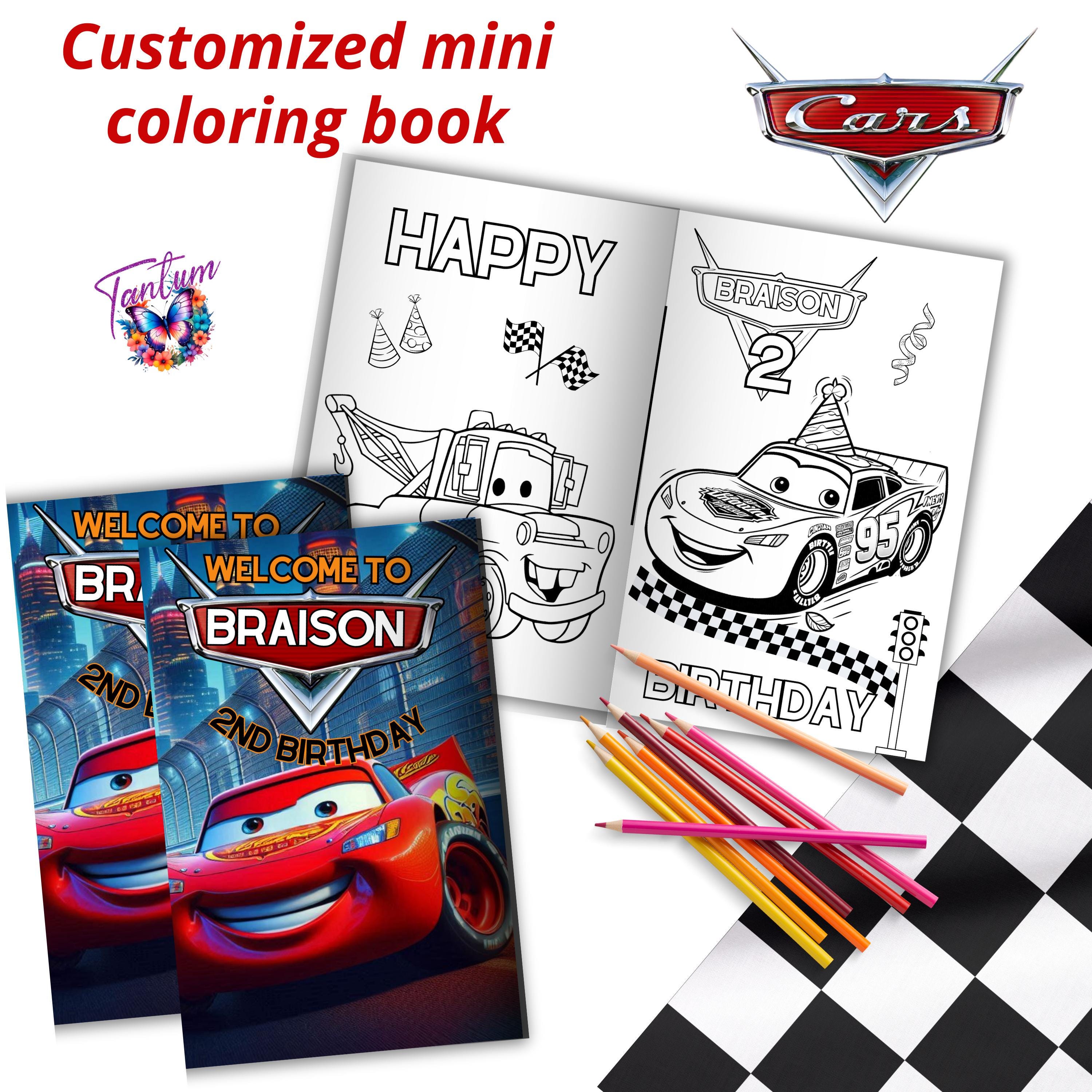 Editable Cars Mini Coloring Book, Cars Coloring Book, Cars Party Favors ...