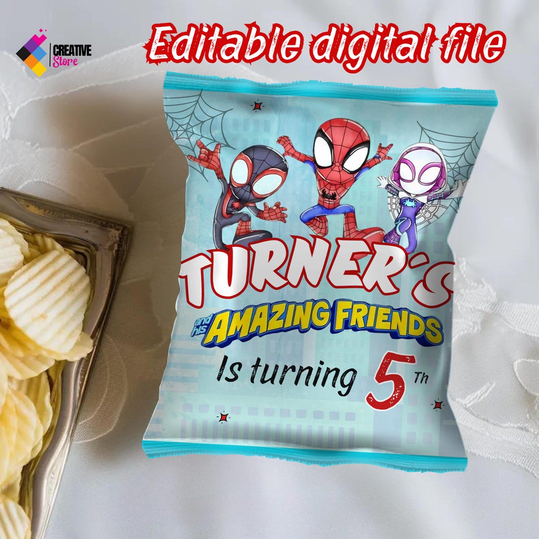 Editable Spidey and His Amazing Friends Chip Bags, Spidey and His ...