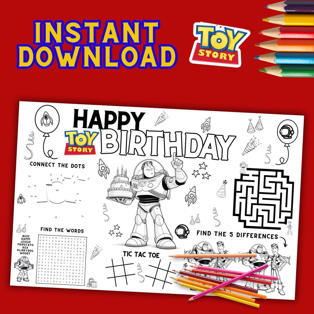 Buzz Lightyear Coloring Page, Buzz Lightyear Birthday Placemat, Buzz ...