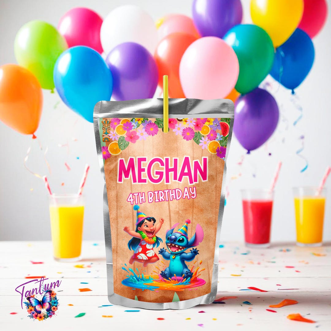 Editable Lilo and Stitch Stitch Caprisun Label,tropical Juice Pouch ...