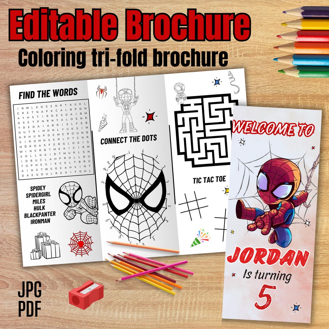 Custom Spidey Activity Brochure, Spidey Brochure, Spidey Trifold ...