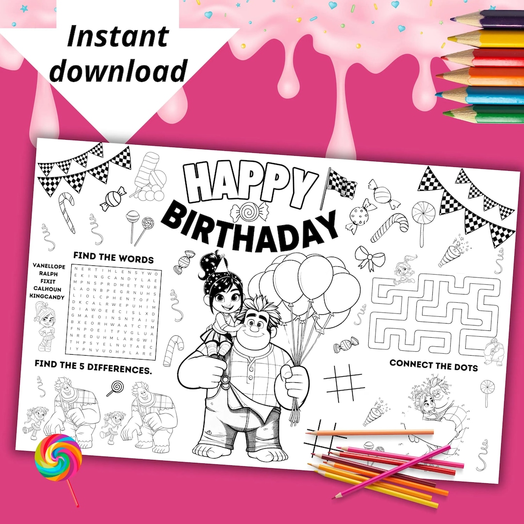 Wreck-it Ralph Coloring Page, Wreck-it Ralph Birthday Placemat ...
