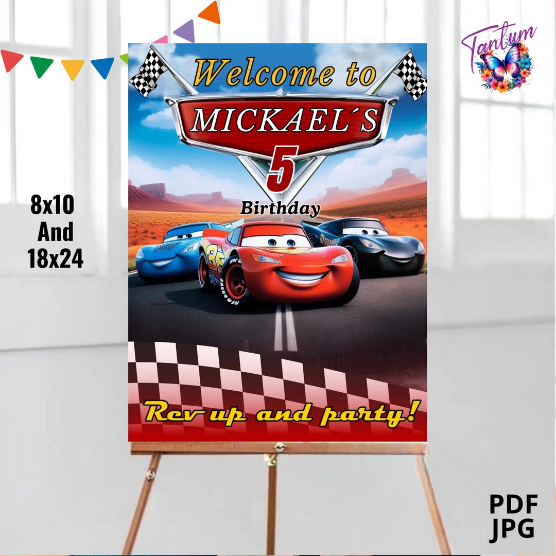 Cars Welcome Sign, Cars Welcome Poster, Cars Birthday Sign, Editable ...