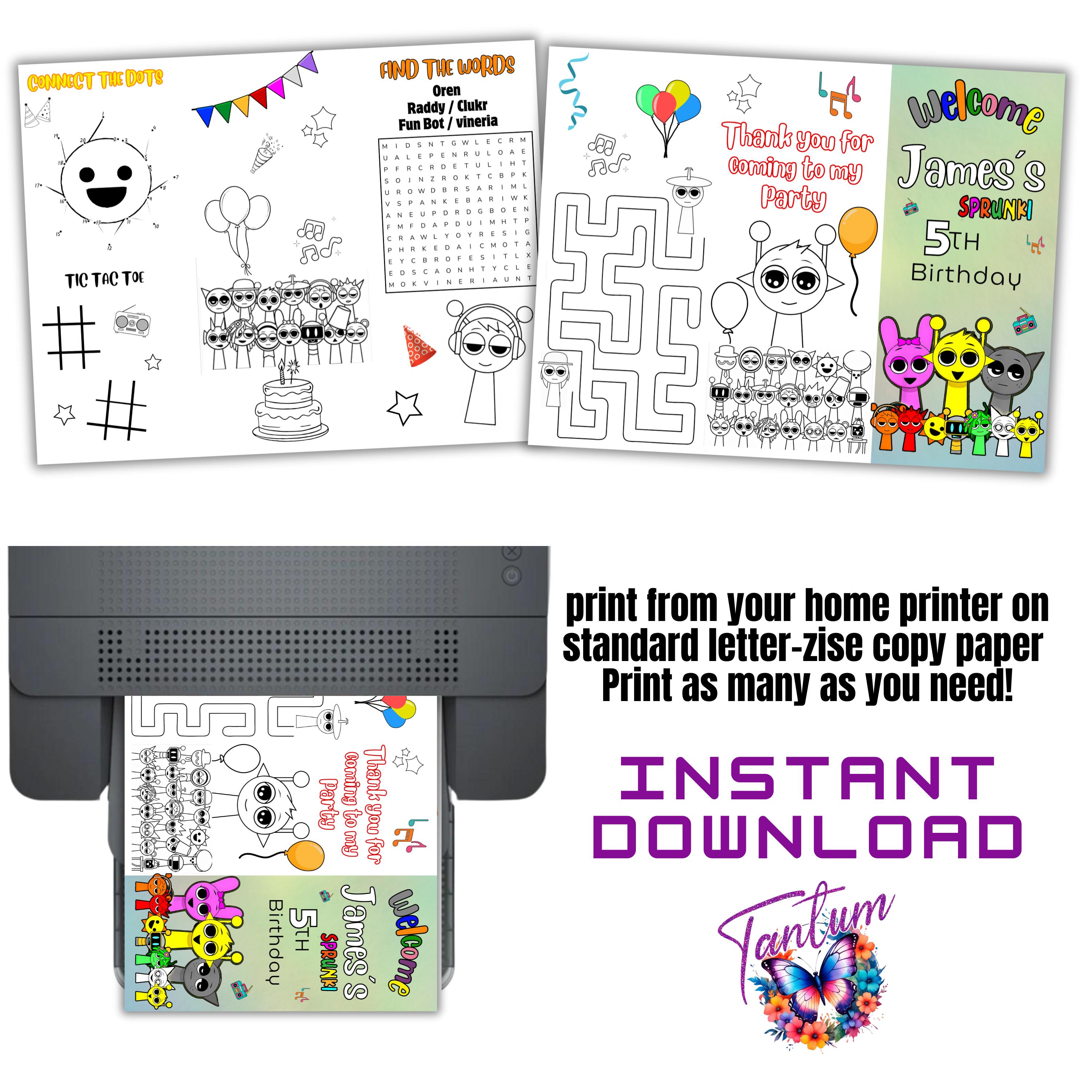 Printable Sprunki Activity, Custom Brochure, Sprunki Coloring Page ...