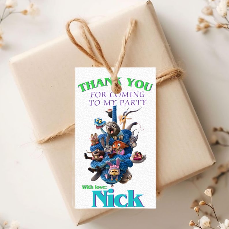 Zootopia Thank You Tags, Printable Party Favor Tags, Zootopia2 Birthday ...