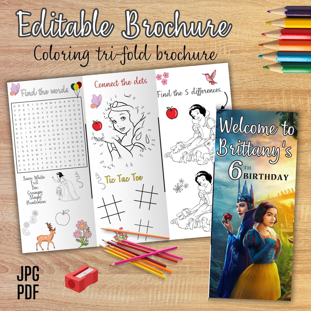 Custom SNOWWHITE Activity Brochure, Snowwhite Brochure, Snow White ...