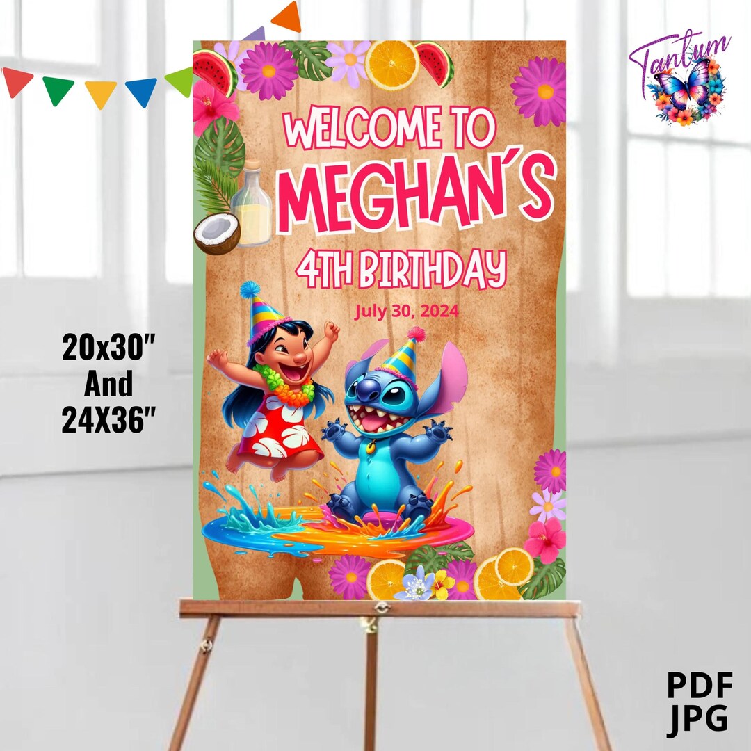 Lilo and Stitch Welcome Sign, Lilo and Stitch Welcome Poster, Lilo and ...