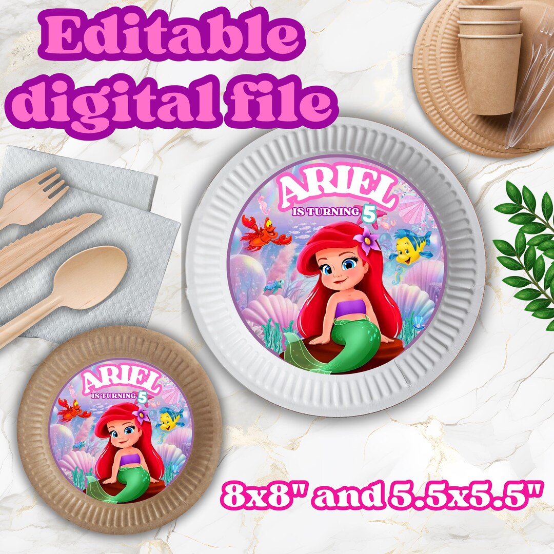Editable Charger Plate Insert, Baby Little Mermaid Menu Plate,baby ...