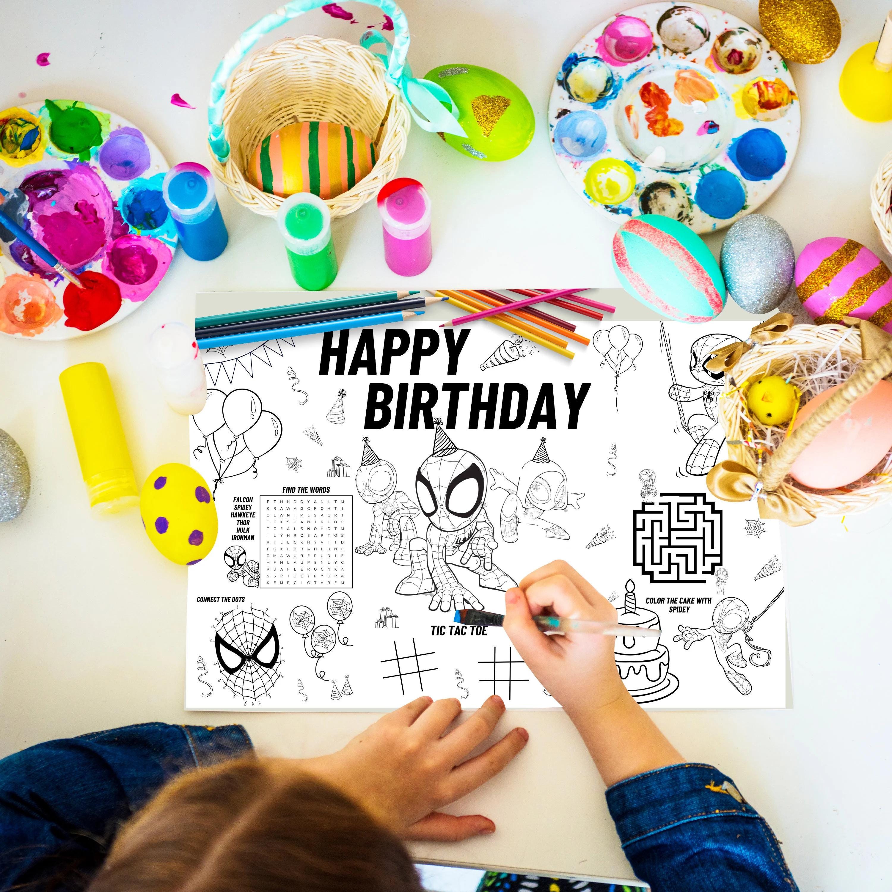 Spidey Coloring Page, Spidey Birthday Placemat, Activity Set,spidey ...