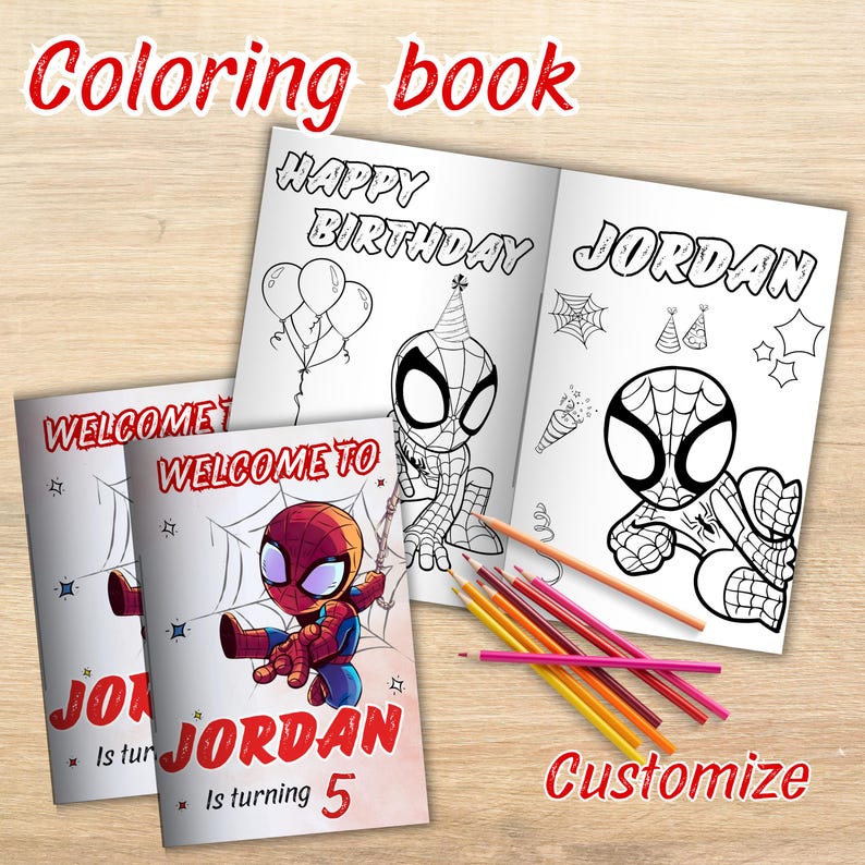 Editable Spidey Mini Coloing Book, Spidey Coloring Book, Spidey Party ...