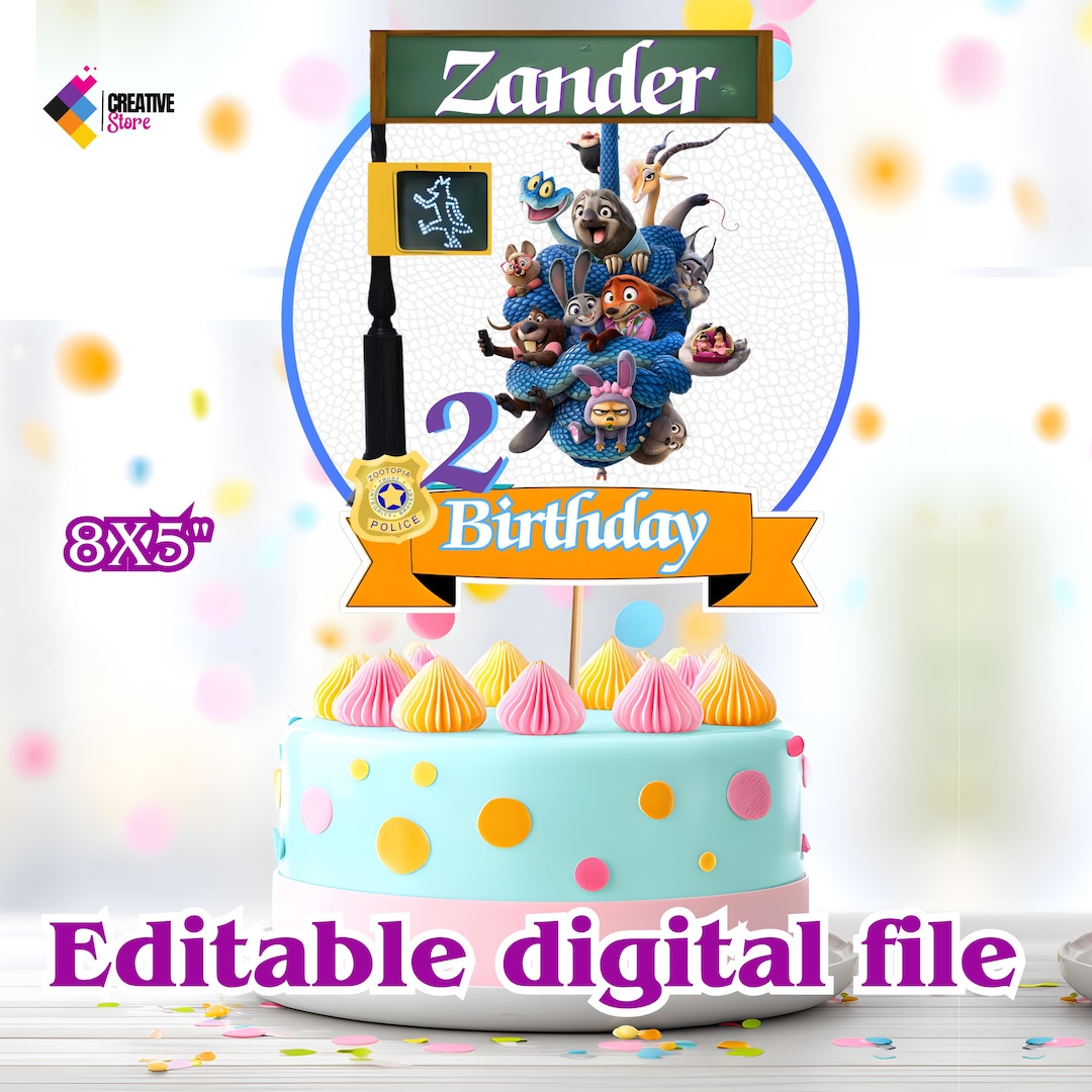 Editable Zootopia Cake Topper,zootropolis Cake Topper, Zootopia2 ...