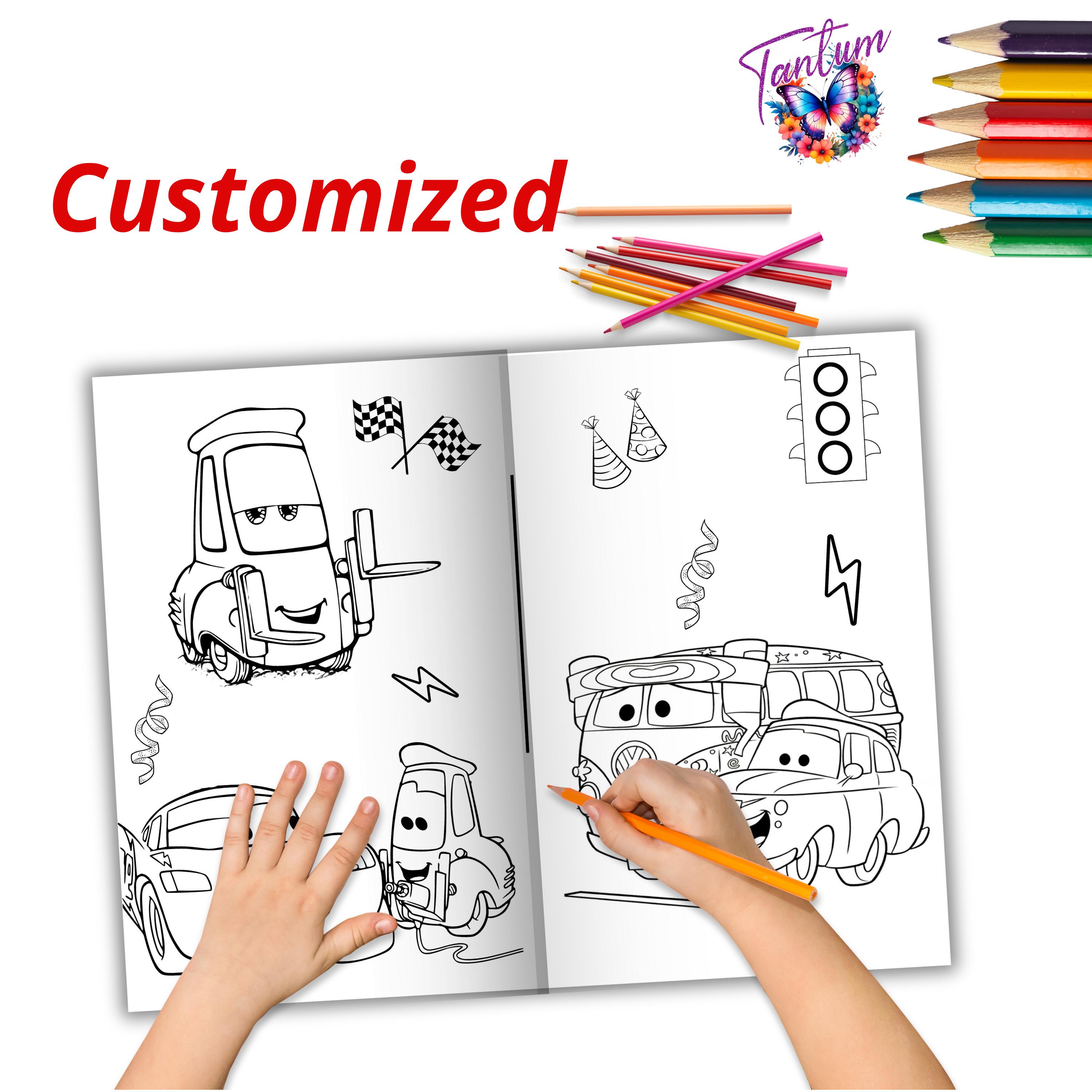 Editable Cars Mini Coloring Book, Cars Coloring Book, Cars Party Favors ...