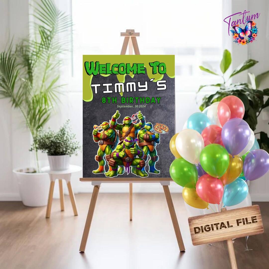 Turtles Welcome Sign, Turtles Welcome Poster, Turtles Birthday Sign ...