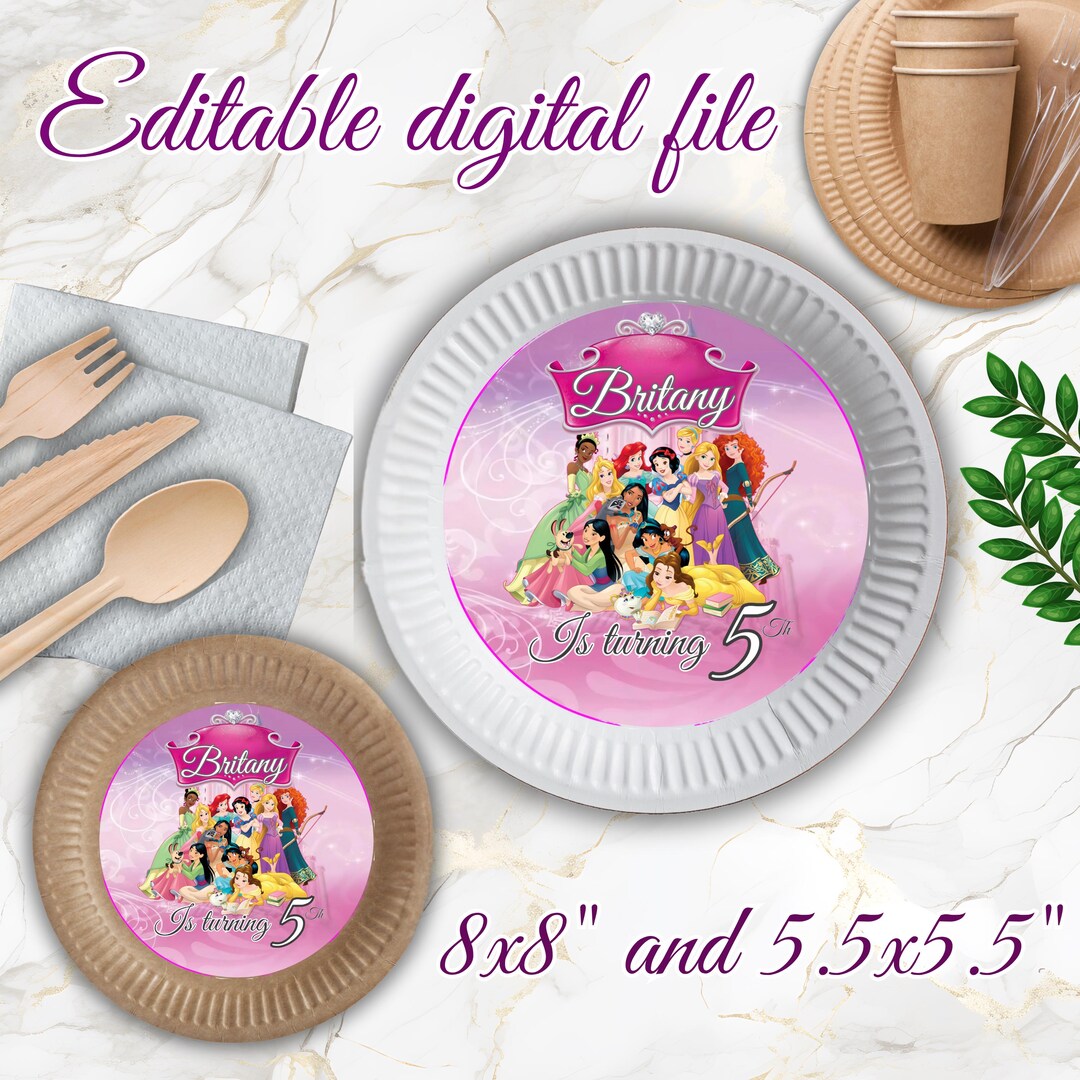 Editable Charger Plate Insert, Disney Princess Menu Plate, Disney ...