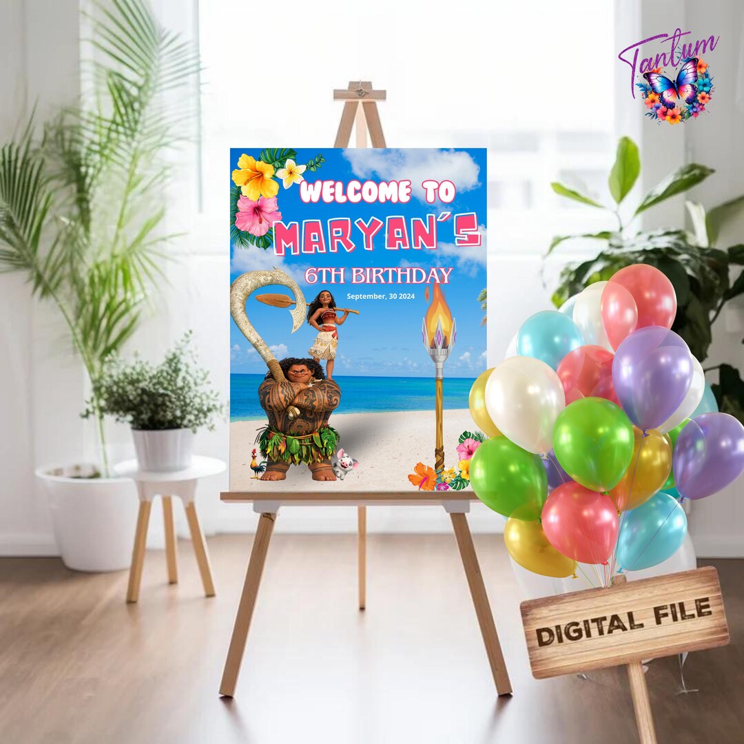 Moana Welcome Sign, Moana 2 Welcome Poster, Vaiana Birthday Sign ...