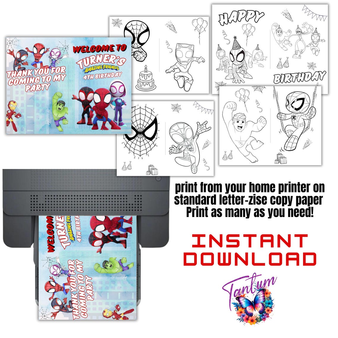 Editable spidey mini coloing book, Spidey Coloring book, Spidey party ...